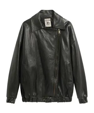 SEMICOUTURE Oversized Biker Leather Jacket