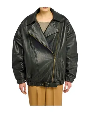 SEMICOUTURE Oversized Biker Leather Jacket
