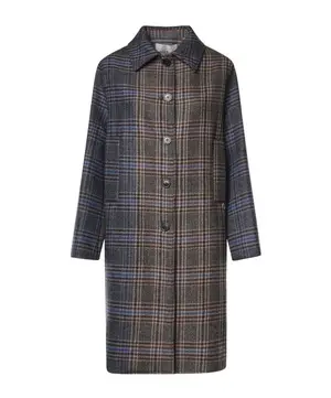 OTTOD'AME Checked Button-front Coat - Black