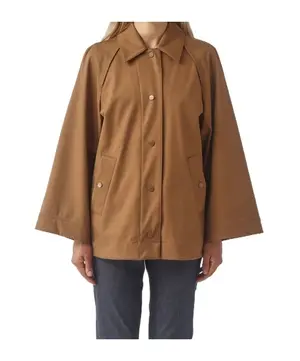 Max Mara Pepli Wide-sleeve Press-stud Coat - Hazelnut