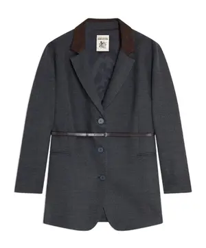 SEMICOUTURE Belted Oversized Blazer - Gray