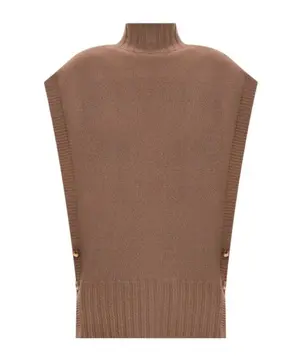 TWINSET Mock-neck Sleeveless Knit Vest - Brown