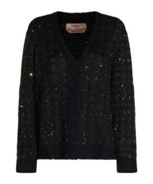 TWINSET Houndstooth Knit Sweater - Black