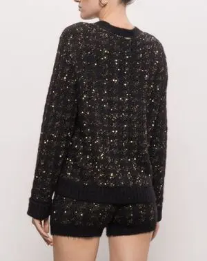 TWINSET Houndstooth Knit Sweater - Black