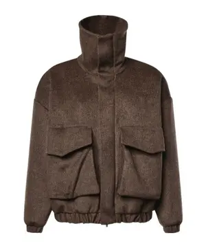 THE FRANKIE SHOP High-neck Long-sleeve Casual Jacket - Brown