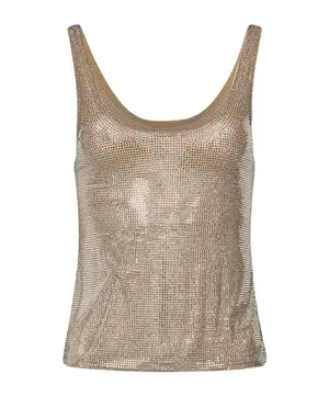 Giuseppe Di Morabito Embellished Mesh Tank Top - Gold