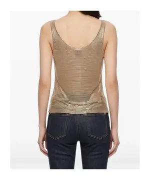 Giuseppe Di Morabito Embellished Mesh Tank Top - Gold