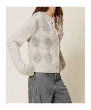 TWINSET Jacquard Diamond Cardigan