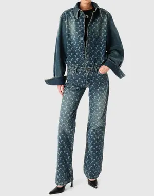MARINE SERRE Denim Jacket With Laser-printed Full Moon Motif