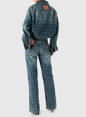 MARINE SERRE Denim Jacket With Laser-printed Full Moon Motif