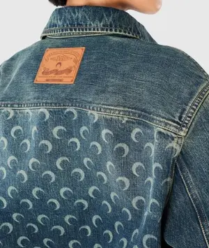 MARINE SERRE Denim Jacket With Laser-printed Full Moon Motif