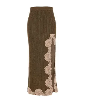 Valentino Garavani Lace Trim Knitted Skirt