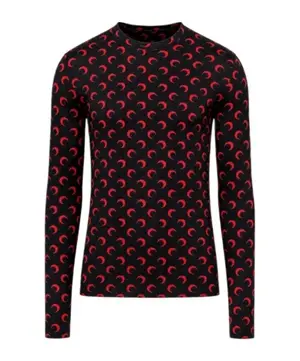 MARINE SERRE All-over Crescent Moon Print Crew Neck Long-sleeve Top - Red