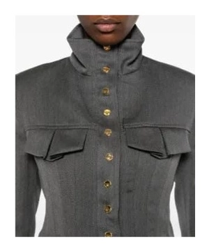 Elisabetta Franchi Peplum-hem High-neck Fitted Jacket