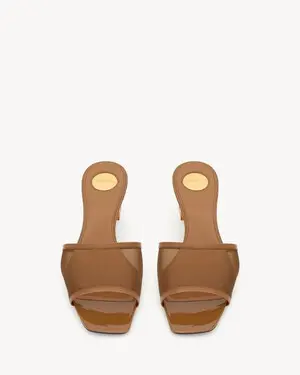 Saint Laurent Sip Mule Sandals In Mesh And Patent Leather