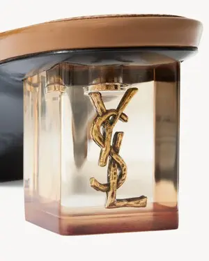 Saint Laurent Sip Mule Sandals In Mesh And Patent Leather