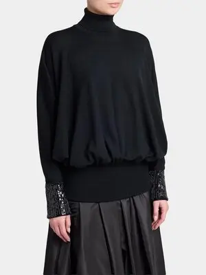 Valentino Garavani Sequin Embellished Gathered Jumper