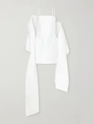 Solace London Bessette Shawl-detail Satin-twill Mini Dress - White
