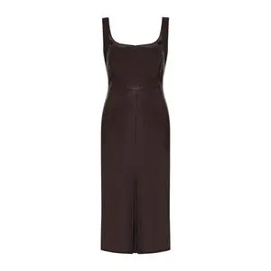 THISISU COLLECTION Penelope Vegan Leather Midi Dress – Burgundy - Red