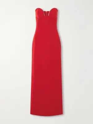 Solace London Sommer Embellished Strapless Stretch-crepe Gown - Red