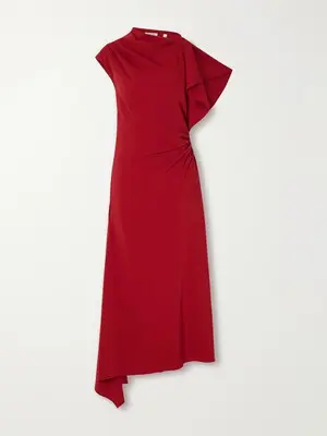 Veronica Beard Bret Asymmetric Stretch-crepe Maxi Dress - Red