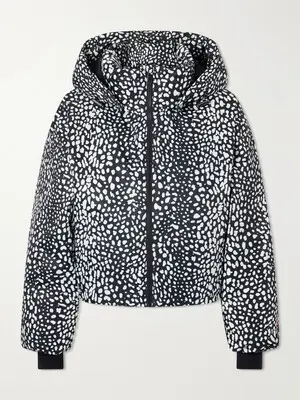 Perfect Moment Estelle Hooded Logo-embroidered Printed Shell Puffer Jacket - Black