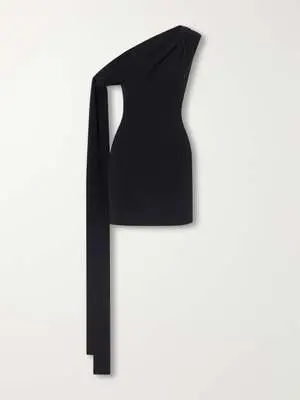 Solace London Gardner Off-the-shoulder Sash-detailed Crepe Mini Dress - Black