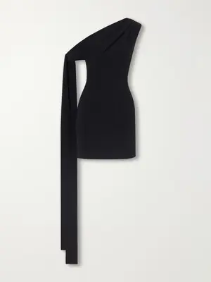 Solace London Gardner Off-the-shoulder Sash-detailed Crepe Mini Dress - Black