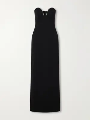 Solace London Sommer Embellished Strapless Stretch-crepe Gown - Black