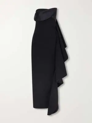 Solace London Andress Strapless Ruffled Crepe Bustier Gown - Black