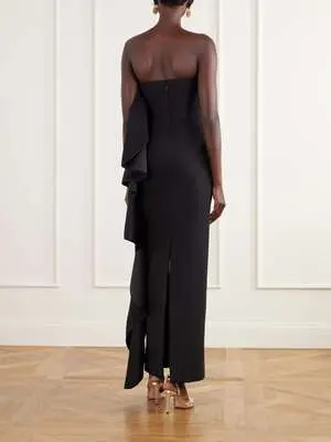 Solace London Andress Strapless Ruffled Crepe Bustier Gown