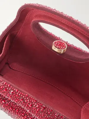Cult Gaia Mimi Crystal-embellished Suede Top-handle Bag