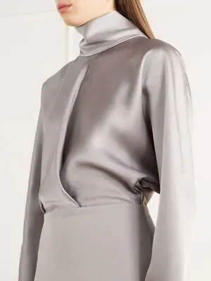 Solace London Sedgewick Satin And Stretch-knit Crepe Gown