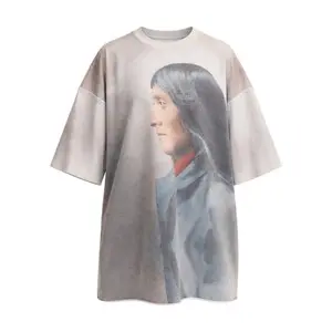 MYSIMPLICATED Neutrals Oversized Beige T-shirt With Full Print Design W - Grey