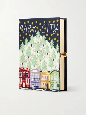 OLYMPIA LE-TAN Park City Embroidered Canvas Clutch - Multi