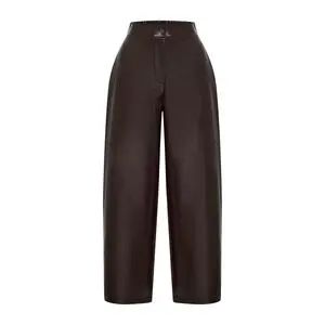 THISISU COLLECTION Penelope Wide-leg Vegan Leather Trousers – Burgundy - Red