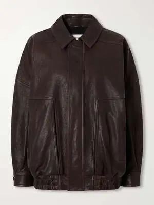 Nour Hammour Dalma Full-grain Leather Jacket - Brown