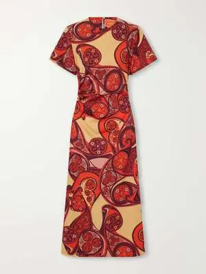La DoubleJ Lela Printed Stretch Wool-blend Jersey Midi Dress