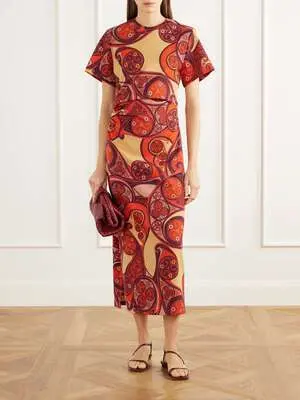La DoubleJ Lela Printed Stretch Wool-blend Jersey Midi Dress