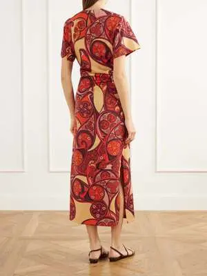 La DoubleJ Lela Printed Stretch Wool-blend Jersey Midi Dress