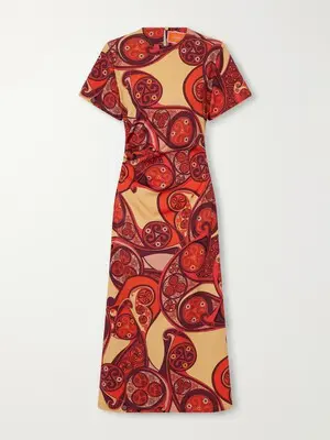 La DoubleJ Lela Printed Stretch Wool-blend Jersey Midi Dress - Multi