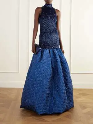 DIMA AYAD Sequin-embellished Cloqué Gown