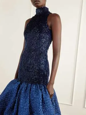 DIMA AYAD Sequin-embellished Cloqué Gown