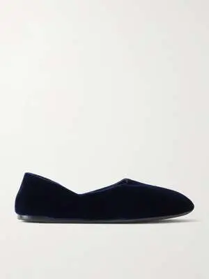 Khaite Jane Velvet Ballet Flats - Navy