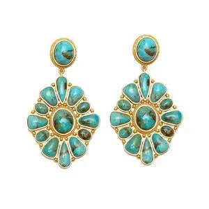 CHRISTINA GREENE Prairie Blossom Turquoise Statement Earrings