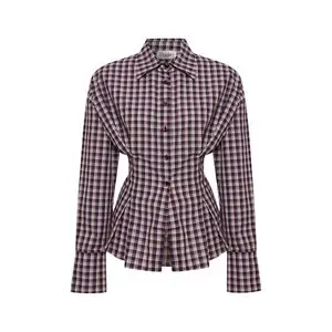 THISISU COLLECTION Kate Waist-defined Plaid Shirt - Red