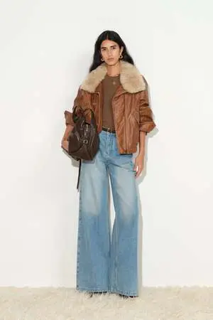 Fabrique Sloane Vintage Padded Biker Jacket In Vegan Leather - Orange