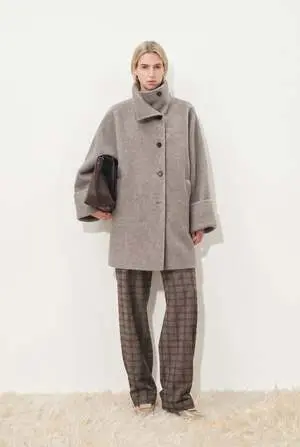 Fabrique Grace Oversized Midi Coat In Wool Alpaca Blend - Grey