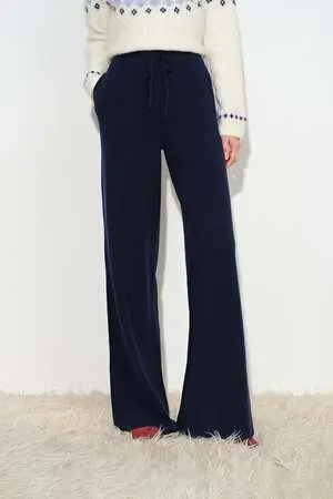 Fabrique Vivi Fitted Stretch Wide Leg Pants In Wool Blend - Blue