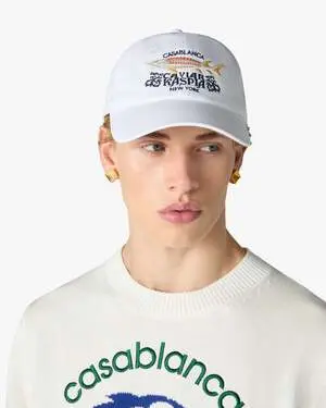 Casablanca White Casa Kaspia New York Embroidered Cap By